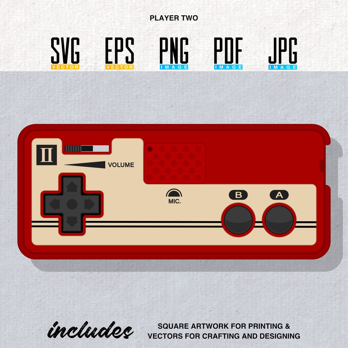 Famicom Printable Artwork Retro Video Game Controller Vector Editable ...