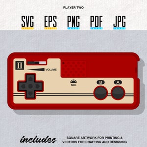 Famicom Printable Artwork | Retro Video Game Controller | Vector ...