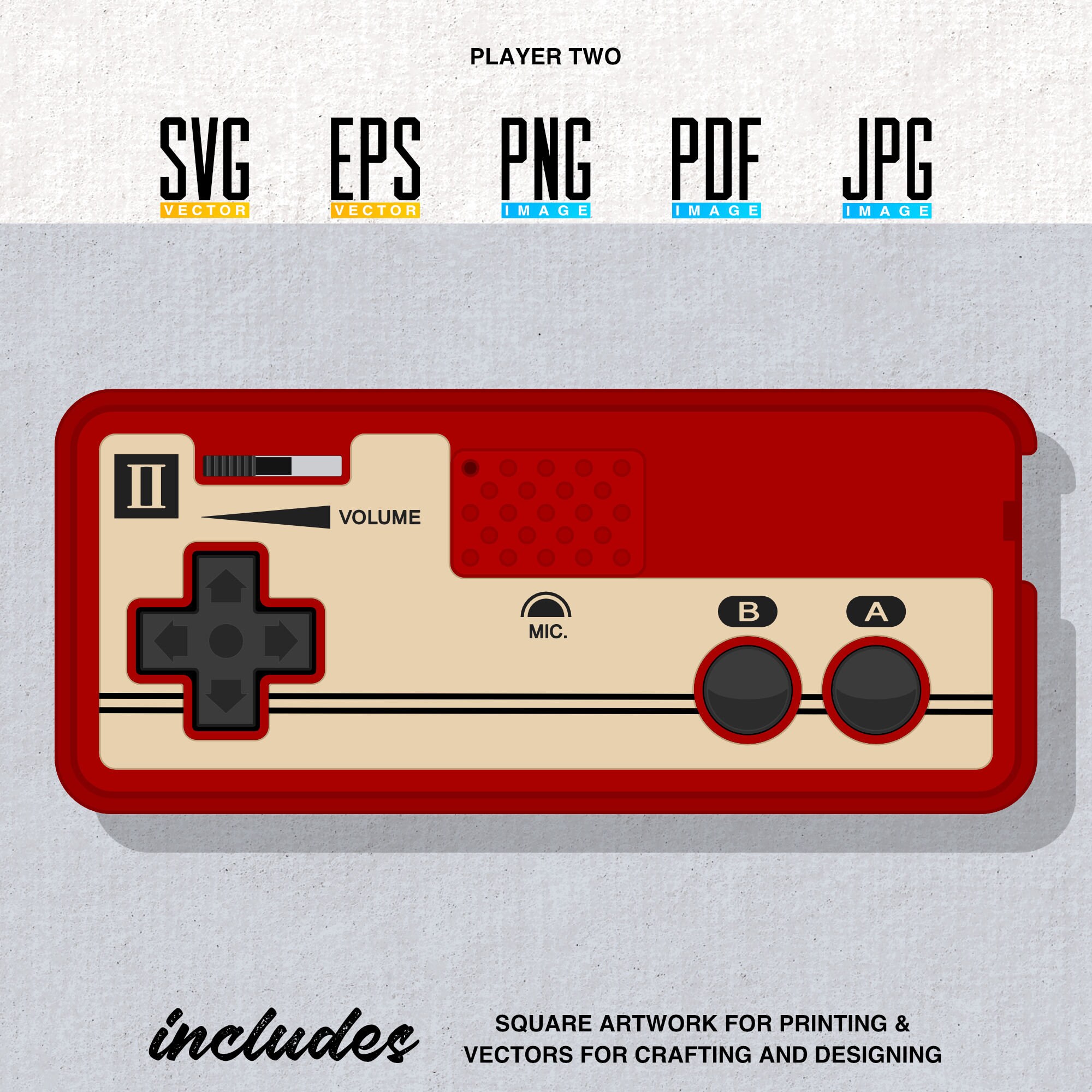 Famicom Printable Artwork Retro Video Game Controller Vector Editable ...
