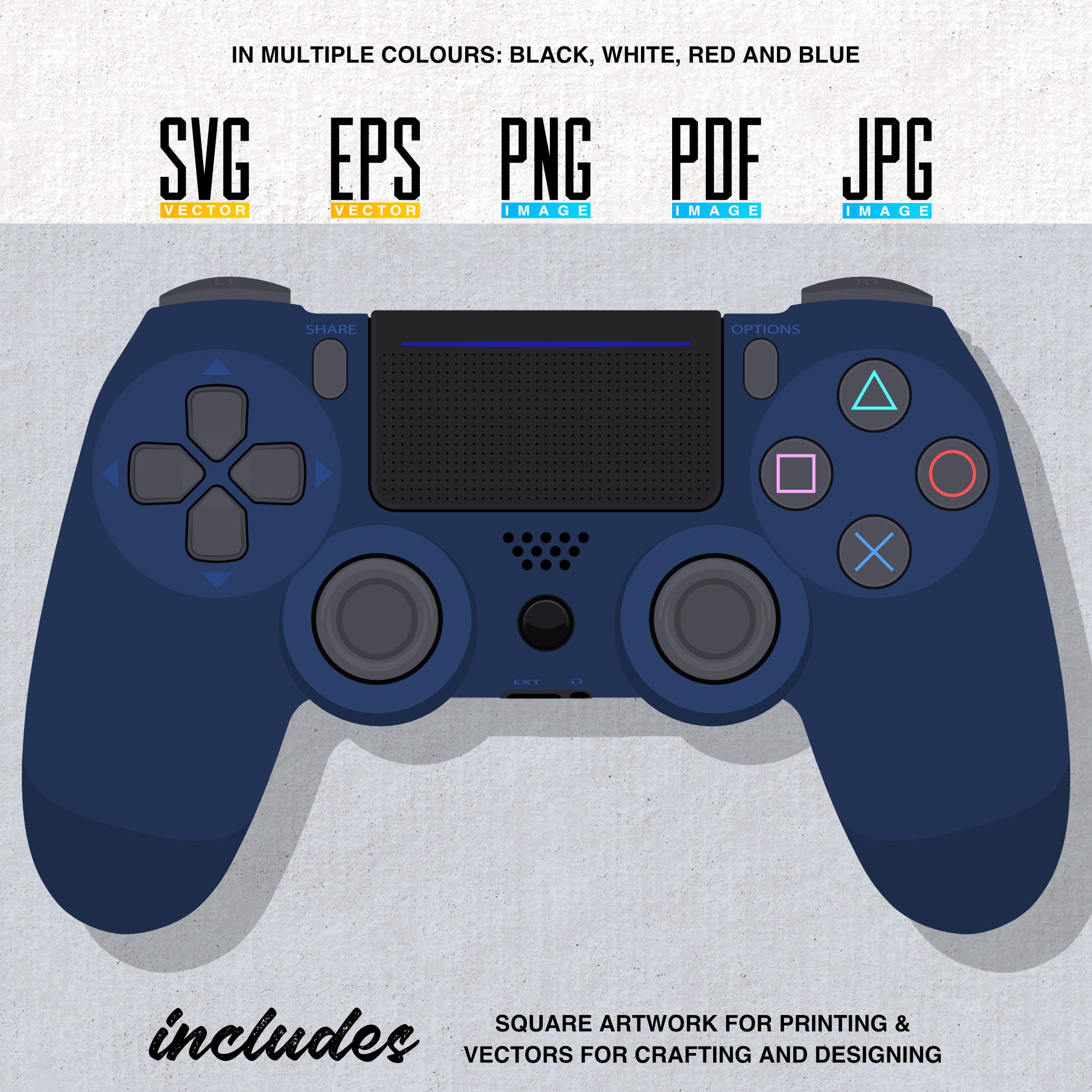 PS4 Printable Artwork | Video Game Controller | Vector | Editable SVG ...