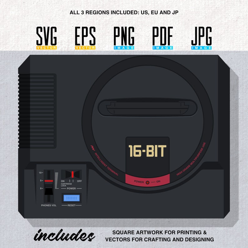 Genesis & Mega Drive Printable Artwork | Retro Video Game Console ...