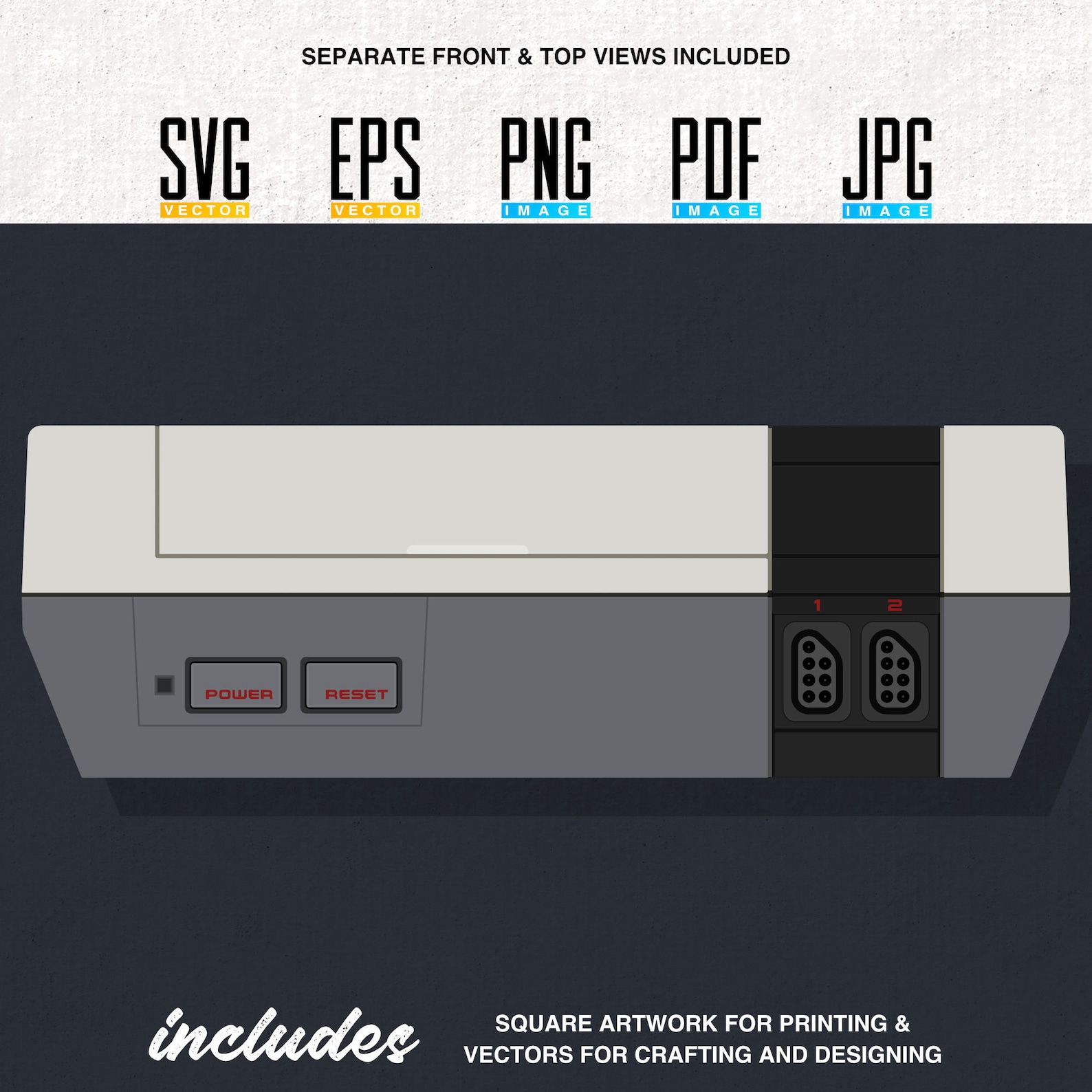 NES Printable Artwork | Retro Video Game Console | Vector | Editable ...