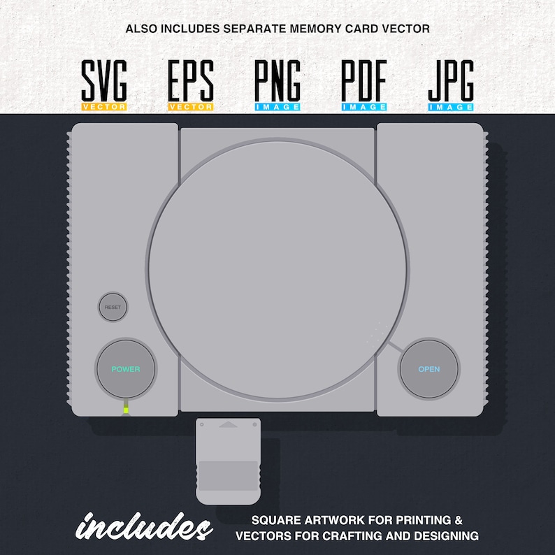Playstation / PS1 Printable Artwork Retro Video Game Console Memory ...