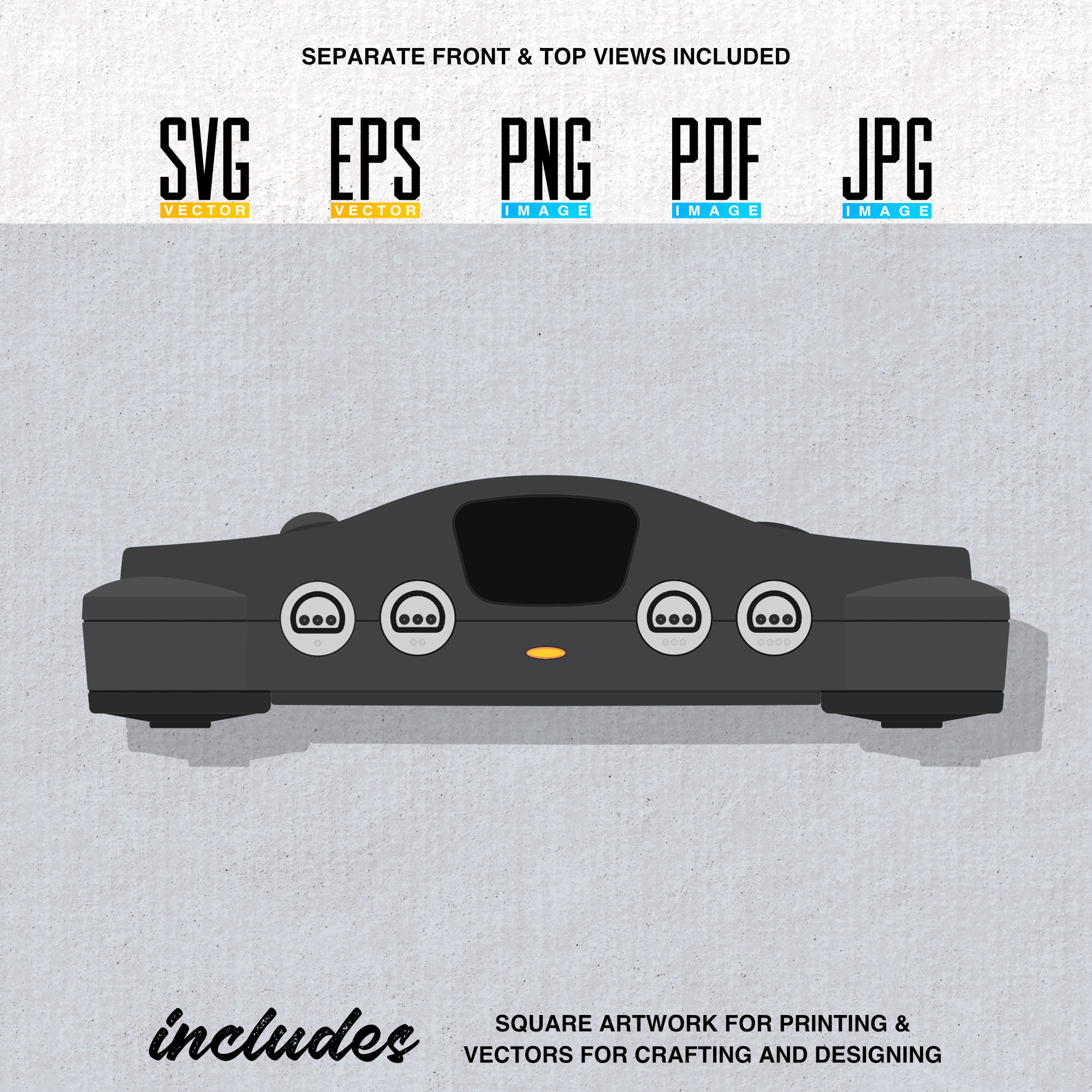 N64 Printable Artwork Retro Video Game Console Vector Editable SVG Eps ...