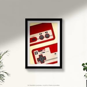 Famicom Printable Artwork | Retro Video Game Controller | Vector ...