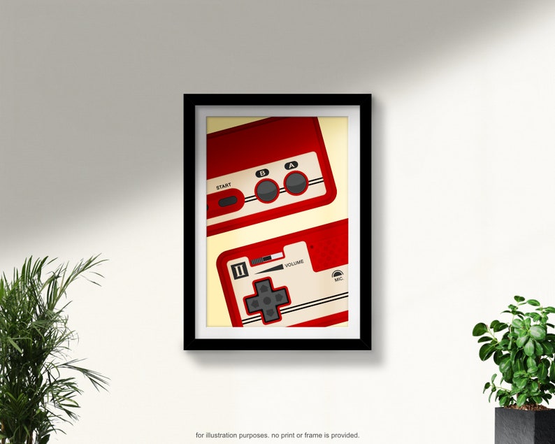 Famicom Printable Artwork Retro Video Game Controller Vector Editable ...