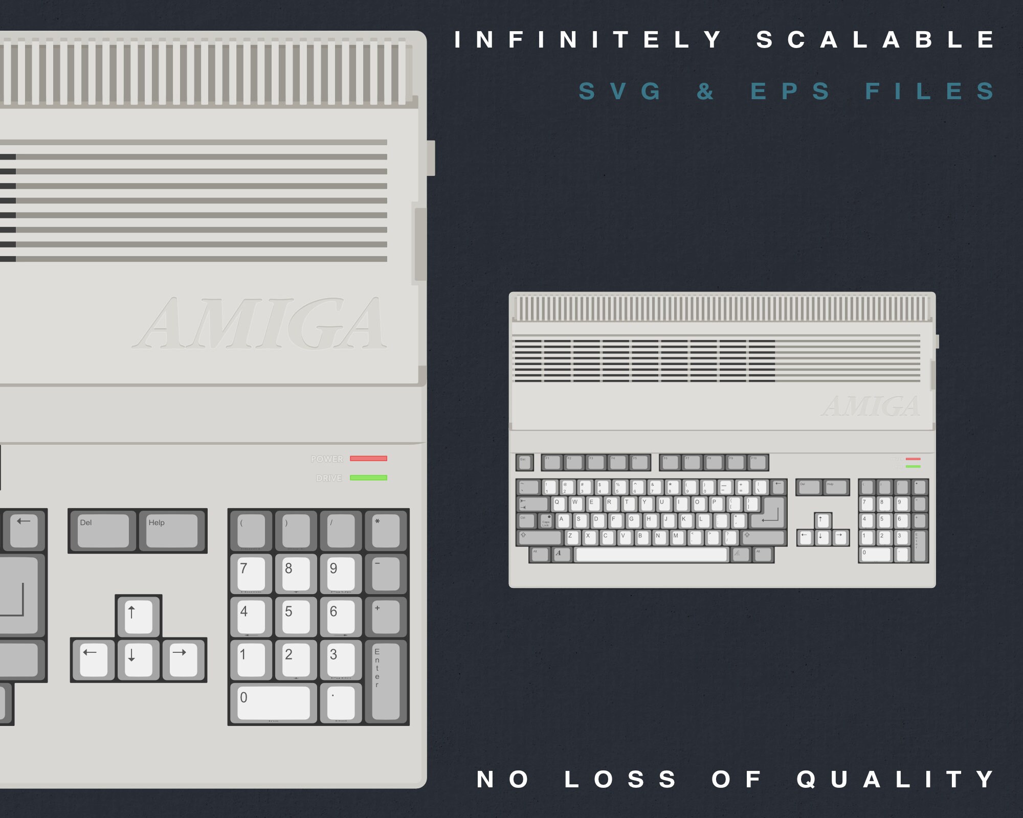 Amiga 500 Printable Artwork Retro Personal Computer Vector Editable SVG ...