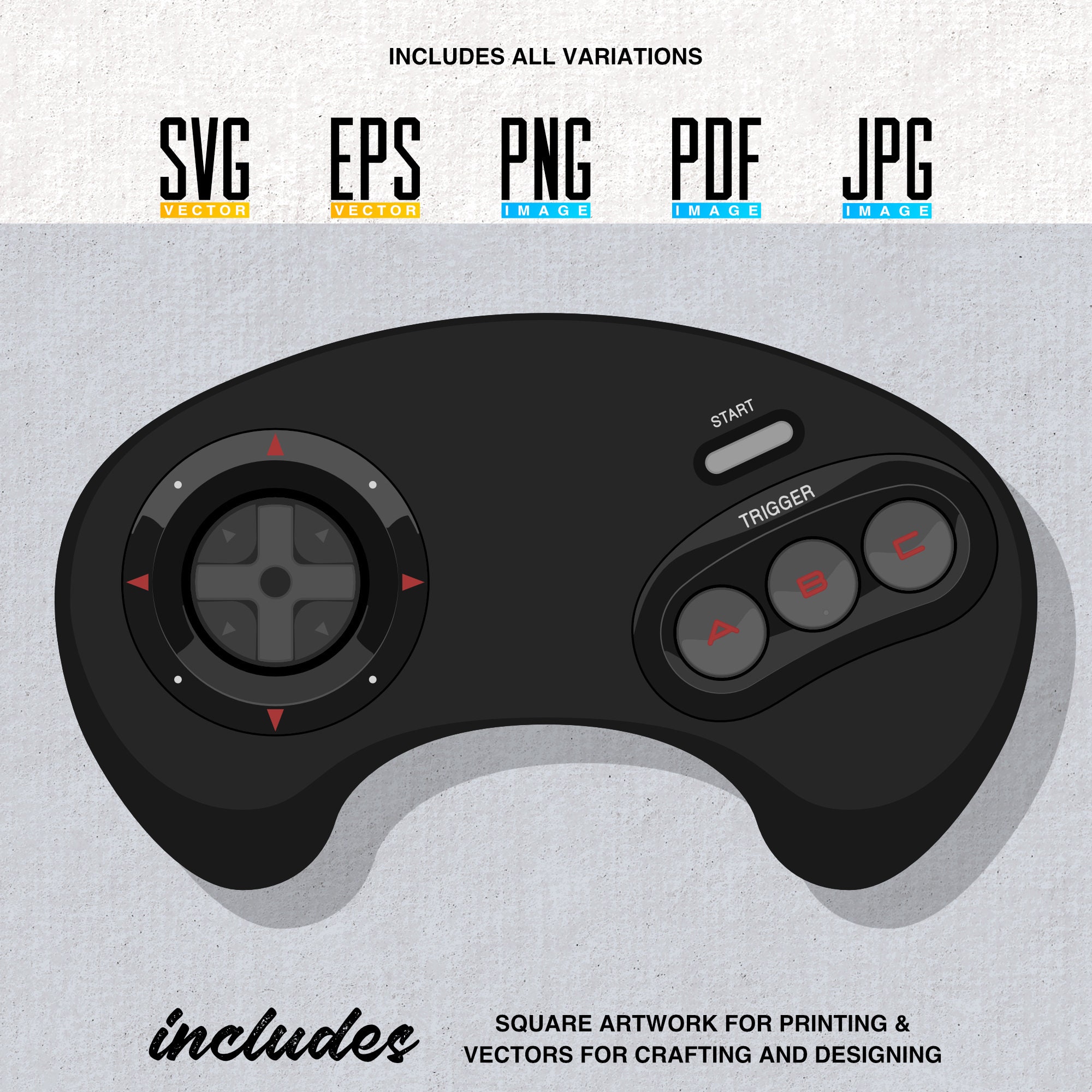 Genesis & Mega Drive Printable Artwork | Retro Video Game Controller ...
