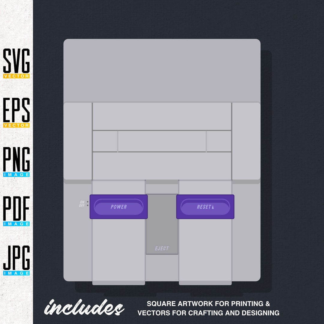 SNES Printable Artwork | Retro Video Game Console | Vector | Editable ...