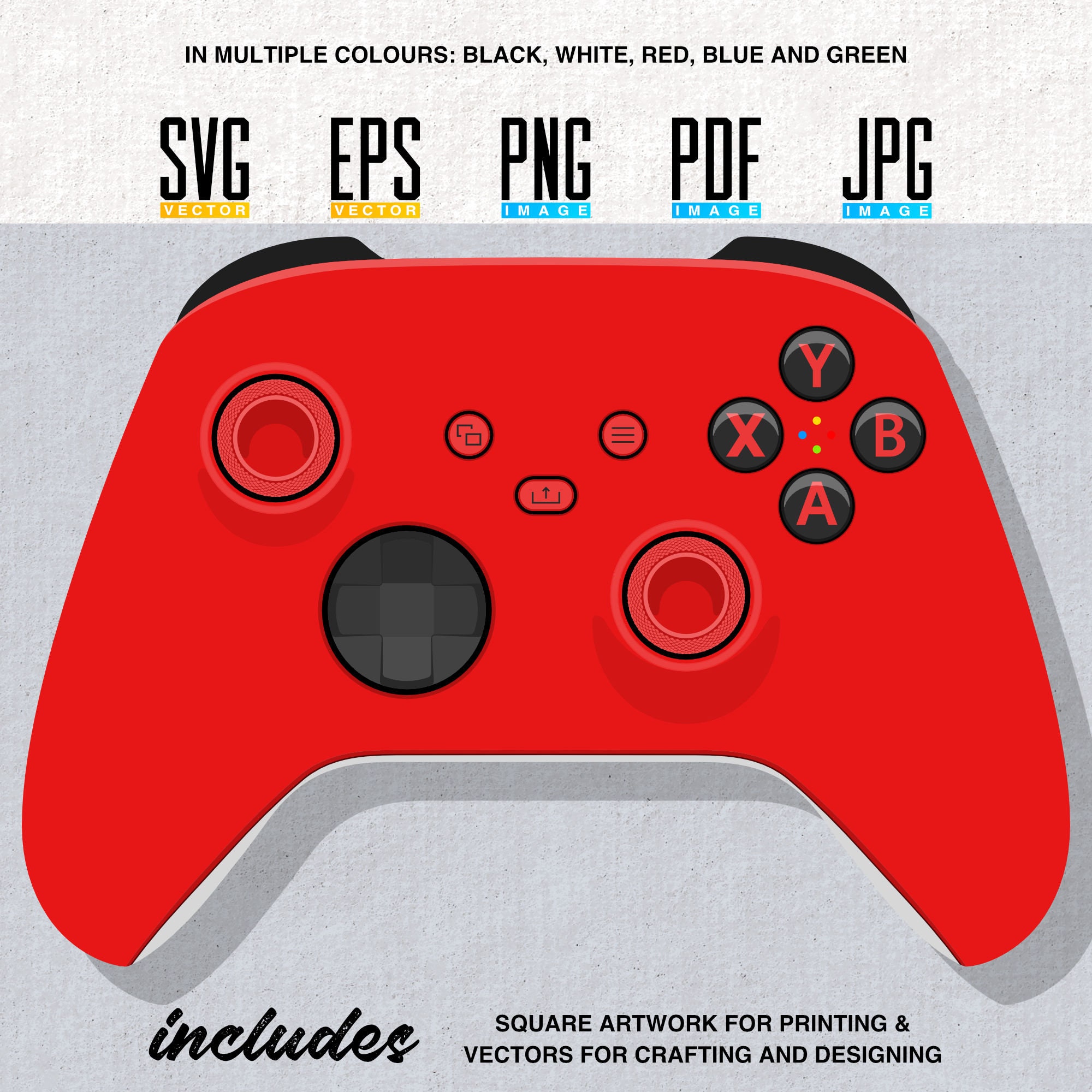 Xbox Series X/S Printable Artwork Video Game Controller Vector Editable ...