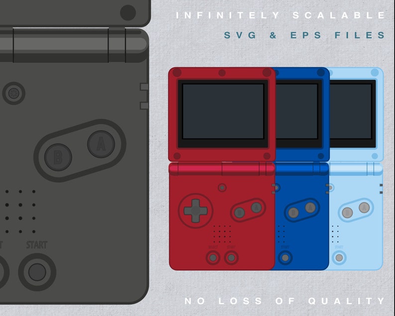 Gameboy Advance SP Printable Artwork Retro Video Game Handheld Vector ...