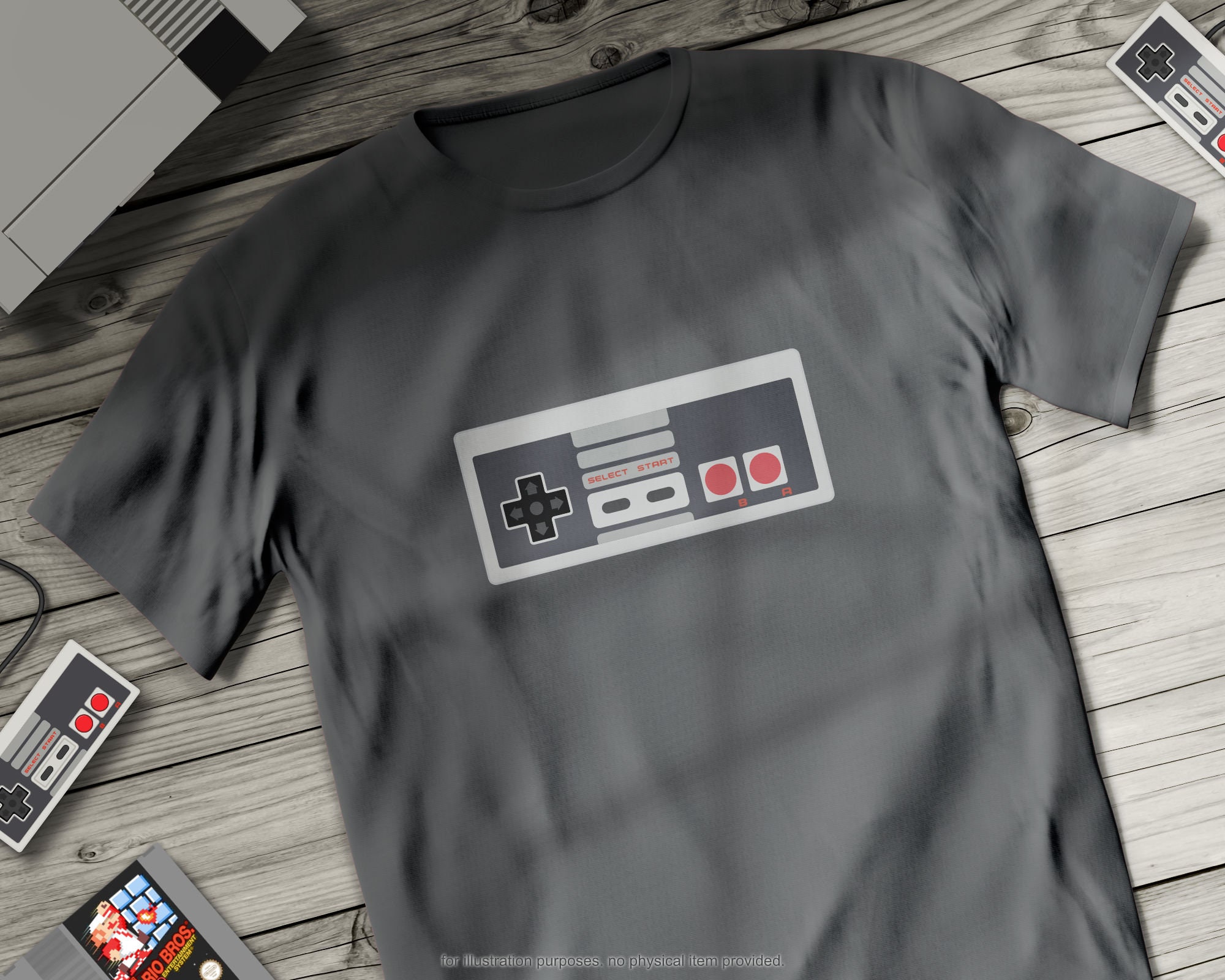NES Printable Artwork | Retro Video Game Controller | Vector Graphic ...