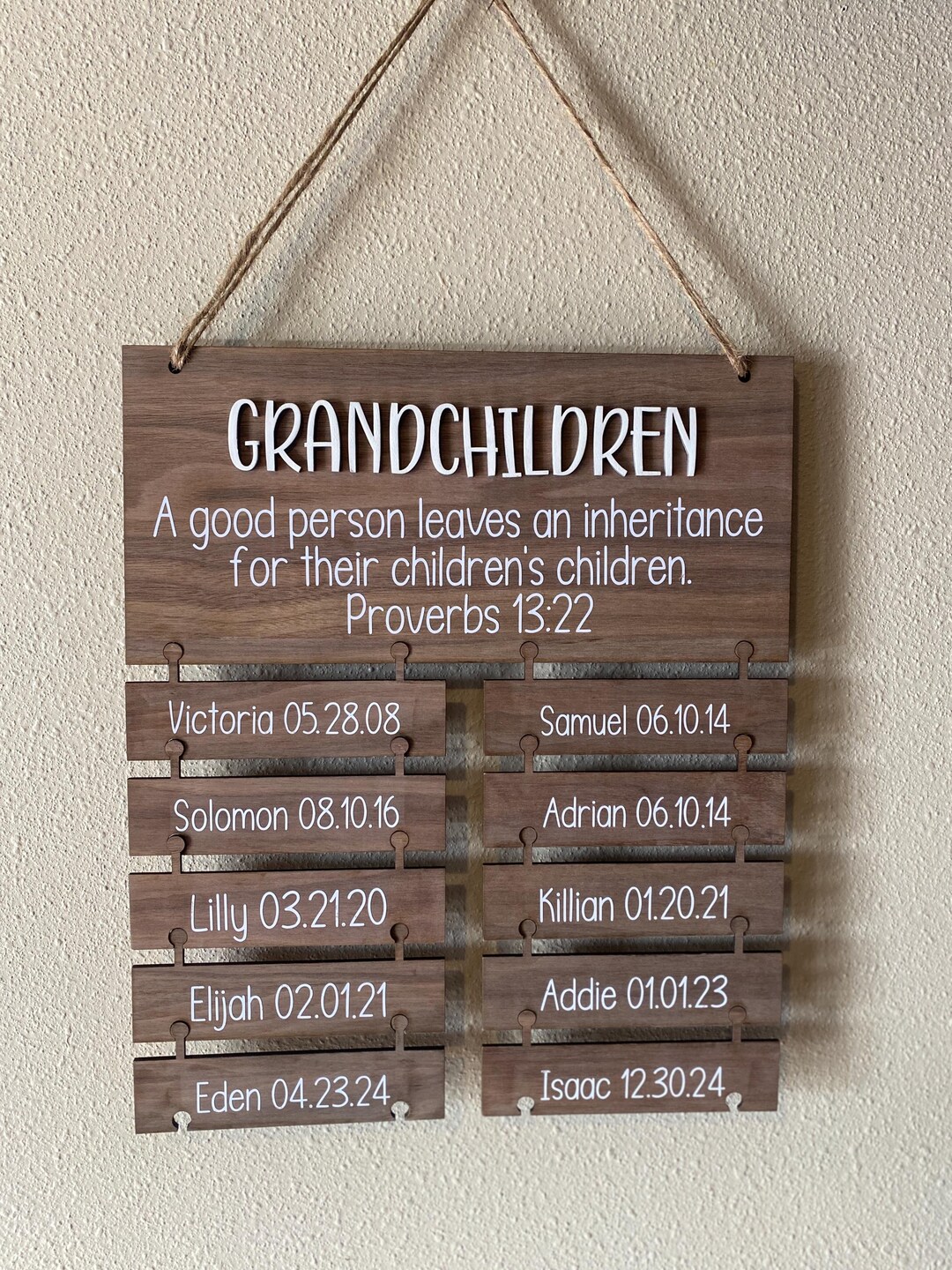 Personalized Grandchildren Sign: Dark Walnut Family Name Plaque - Etsy