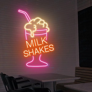 Milk Shake Neon Sign Milkshake Sign Custom for Coffee Shop Bar Decor ...