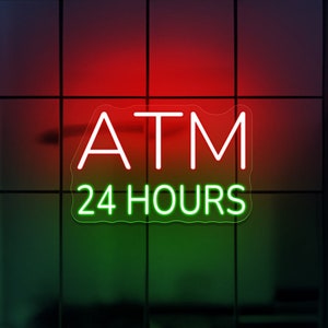 ATM Sign Open ATM Neon Sign ATM 24 Hours Sign Custom Neon Sign Led Atm ...