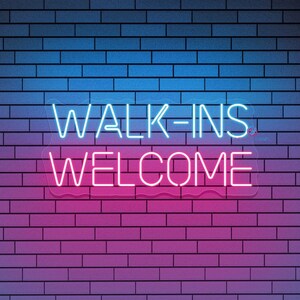Walk Ins Welcome Sign Neon Outdoor Open Sign for Business Hanging Sign ...