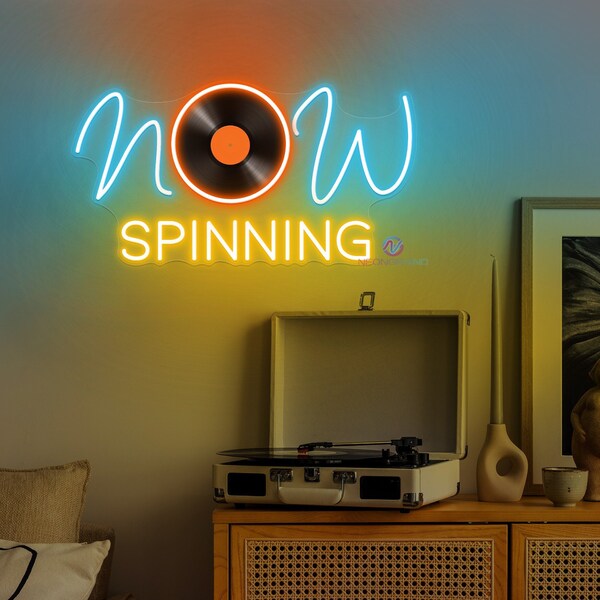 Neon Now Spinning Vinyl Sign - Etsy