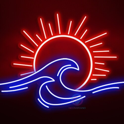 Sunrise Sunset Neon Sign Retro Sun Wave Neon Sign Bedroom - Etsy