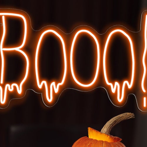 Boo Halloween Neon Sign Halloween Party Decorations Funky - Etsy