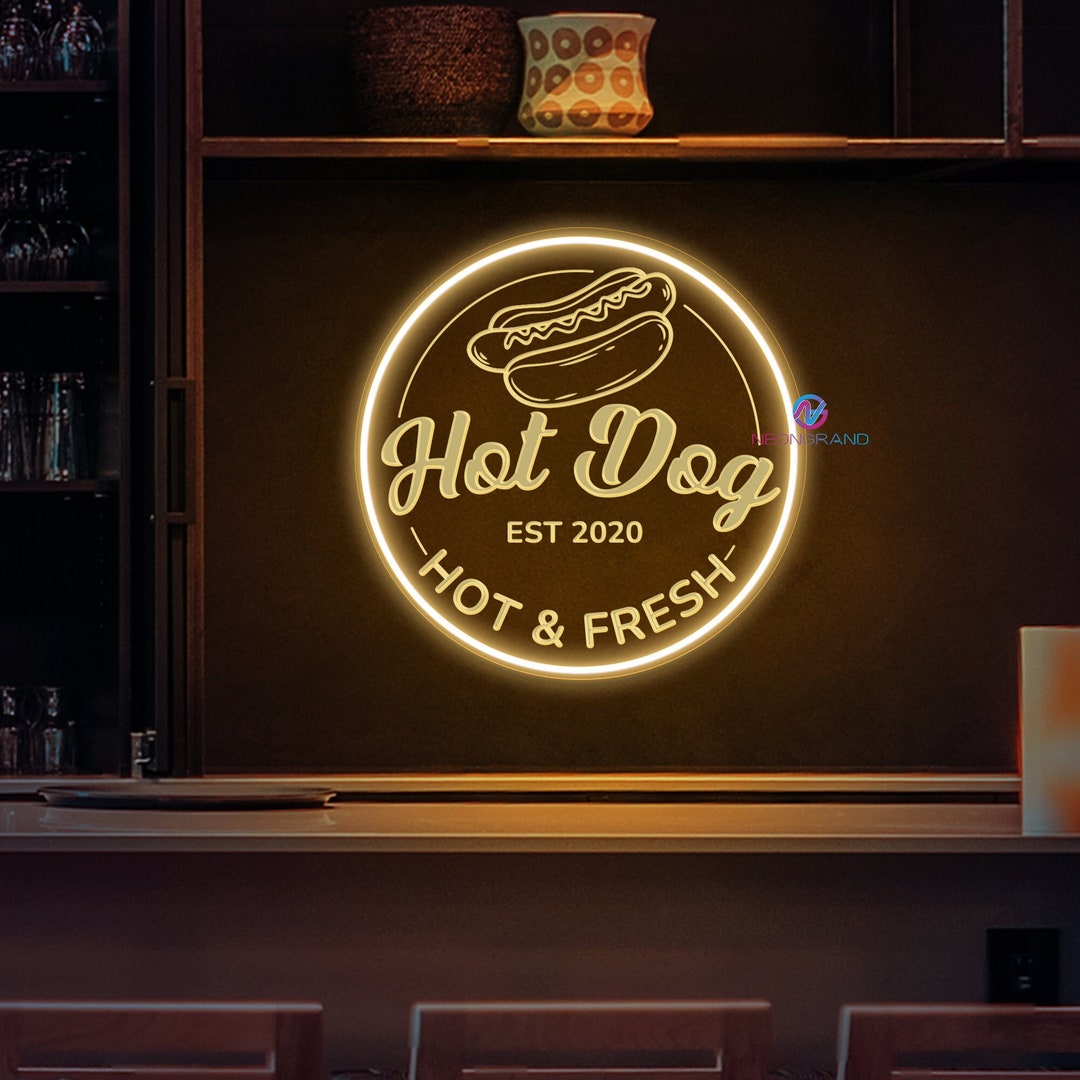 Hot Dog Neon Sign Open Hot Dog Restaurant Decor Kitchen Neon Sign ...