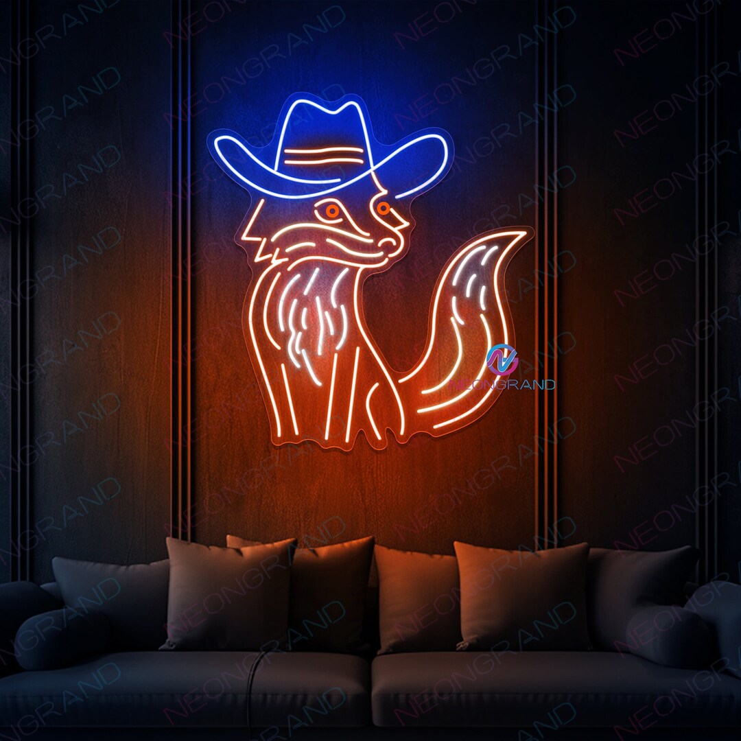 Fox Neon Sign Fox LED Light Fox Cowboy Sign Western Decor Sign Gift for ...