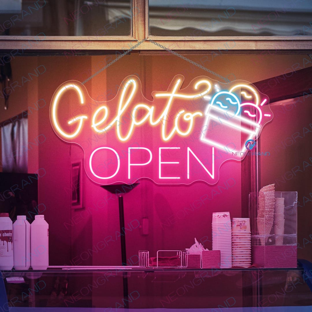 Gelato Neon Sign Gelato Open LED Sign Gelato LED Light Ice Cream Open ...