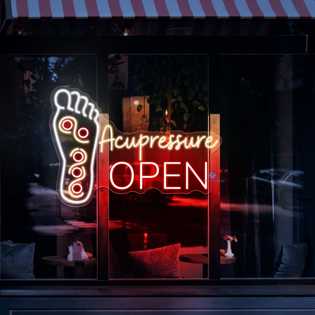 Acupressure Neon Sign Foots Massage LED Light Massage Open Business ...