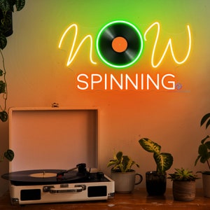 Now Spinning Record Neon Sign Studio Decor Neon Light Retro Record ...