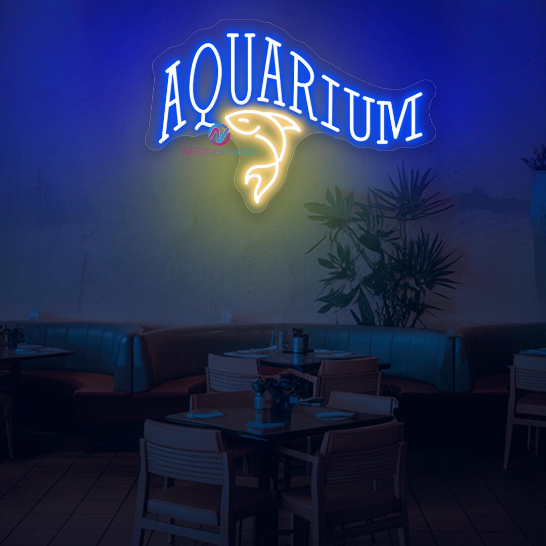 Aquarium Neon Sign LED Light up Wall Decor for Fish Tank Room Seafood ...