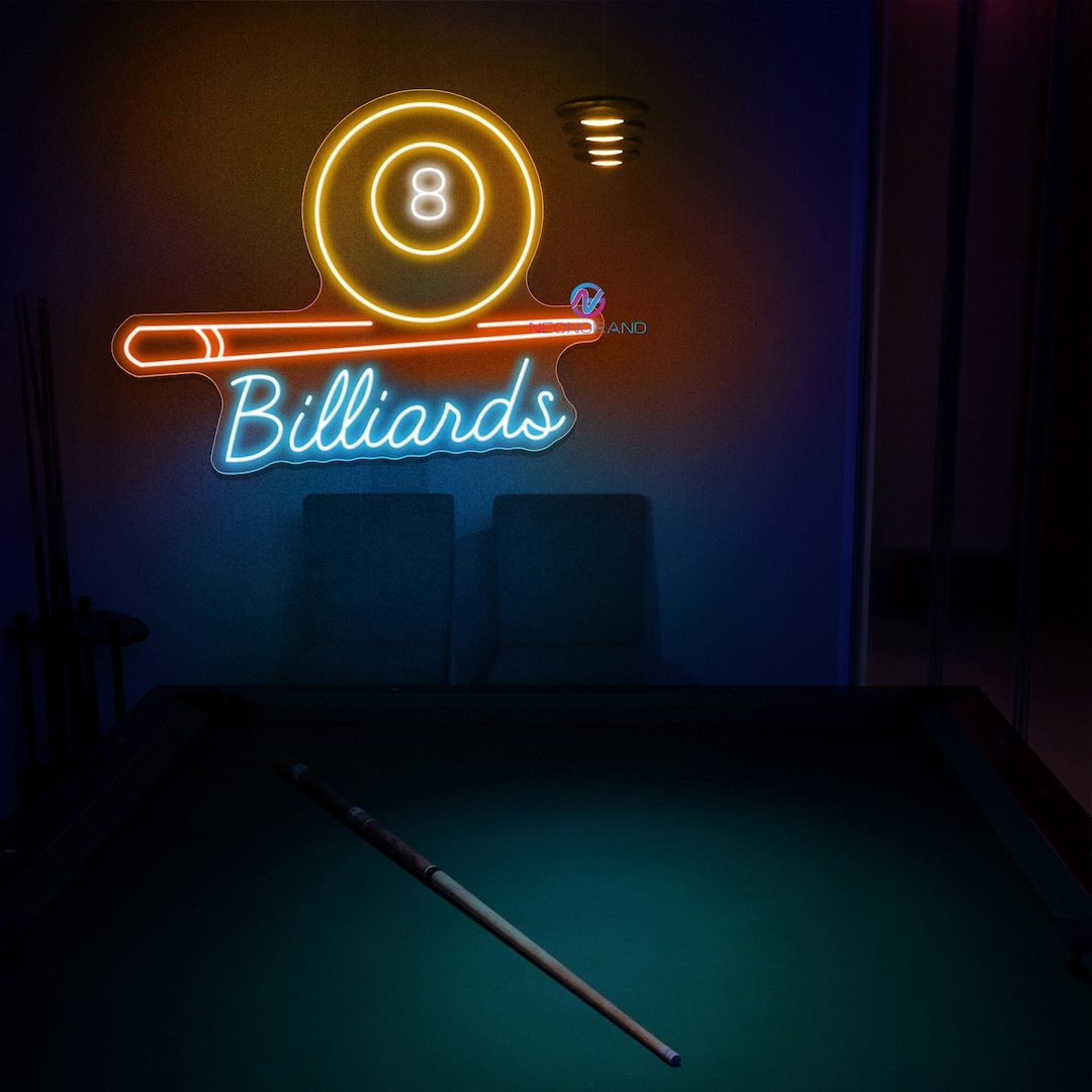 Billiards Neon Sign Billiards LED Light Pool Hall Neon Sign Custom Neon ...