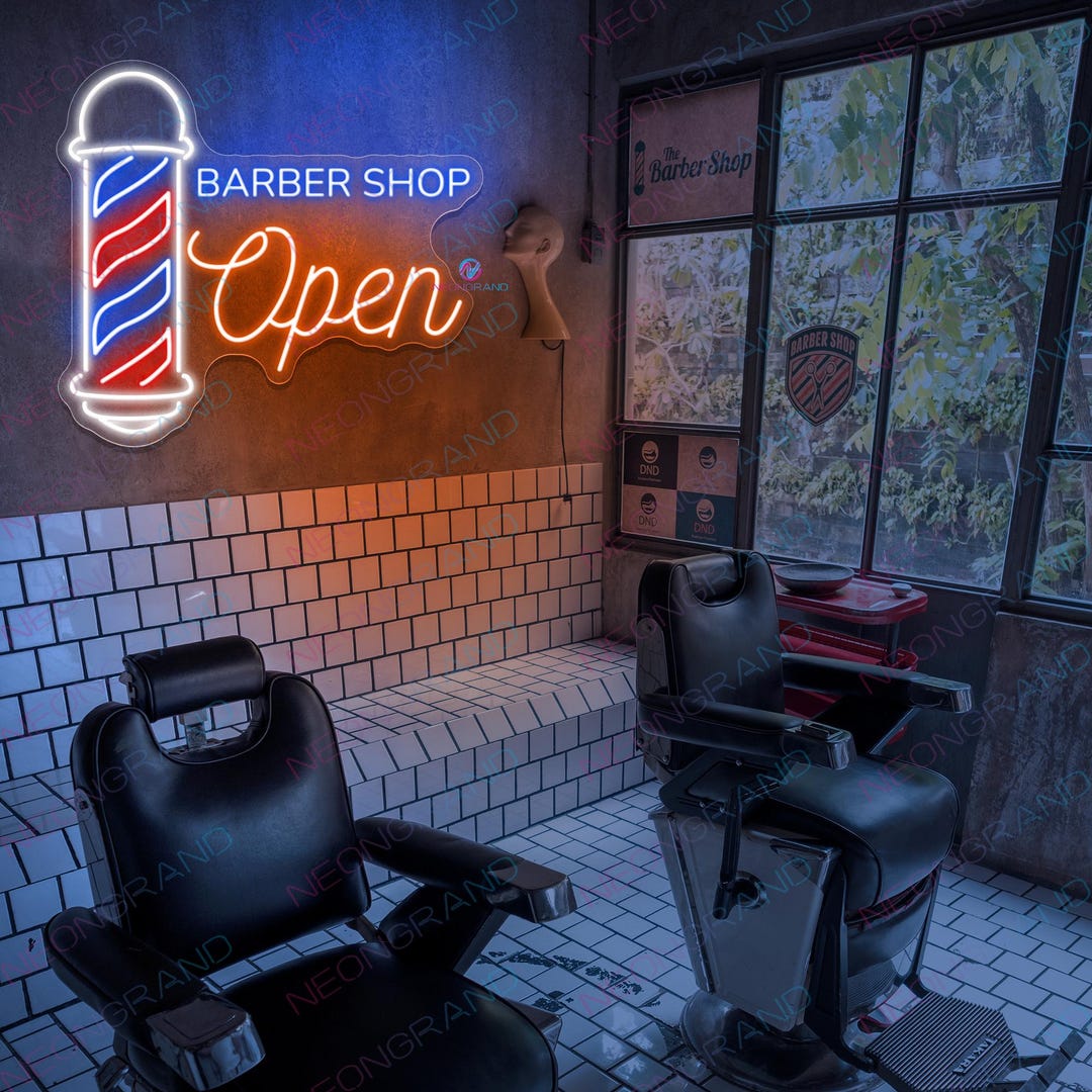 Barber Shop Neon Sign Wall Decor Barber Open Sign Barber Shop Sign ...