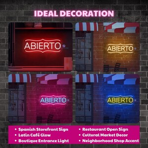 Abierto Sign Abierto LED Light Open Neon Sign for Business Abierto ...