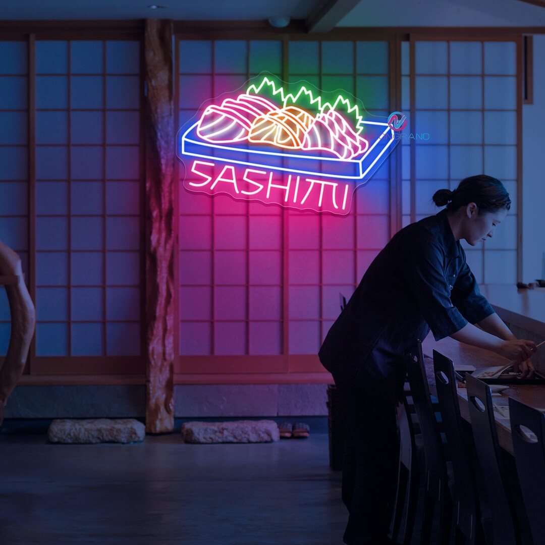 Sashimi LED Neon Sign Sashimi Japanese Restaurant Decor Sashimi Open ...