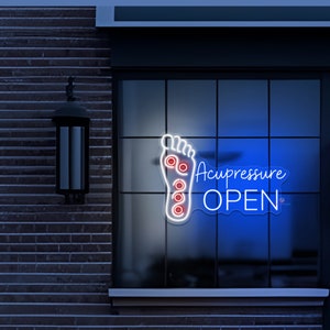 Acupressure Neon Sign Foots Massage LED Light Massage Open Business ...