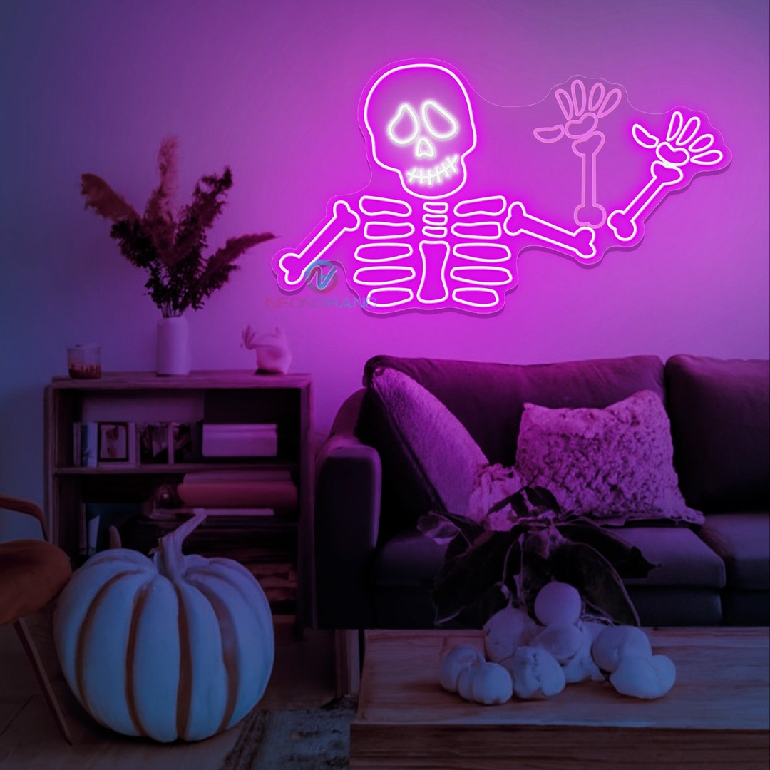 Skeleton Neon Sign Halloween Skull Neon Sign Halloween Party ...