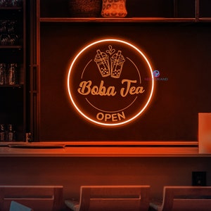 Bubble Tea Neon Sign Boba Tea Open Sign Custom Neon Sign Boba Custom ...
