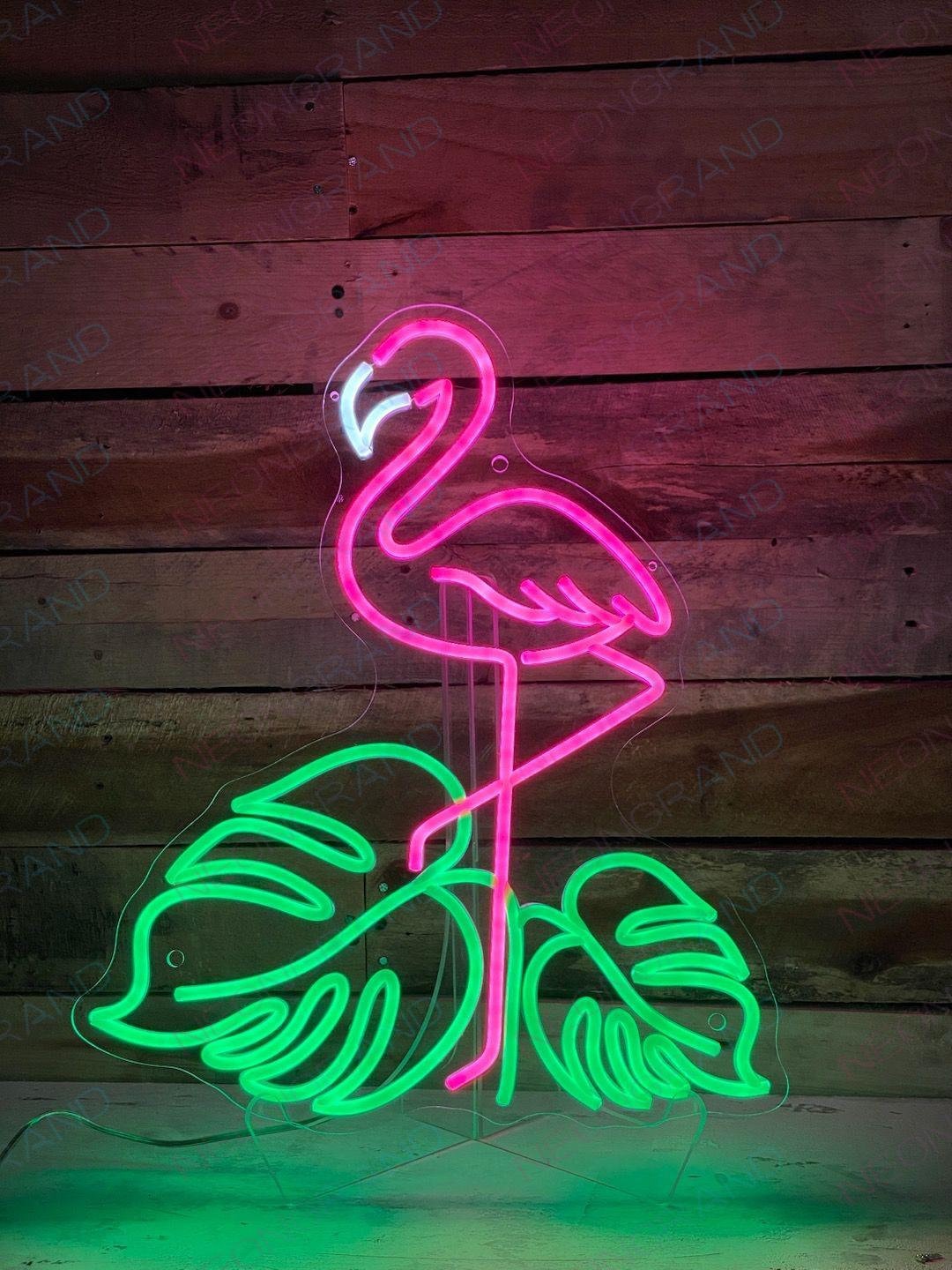 Flamingo Neon Sign Monstera Neon Light Flamingo Neon Light Tropical ...