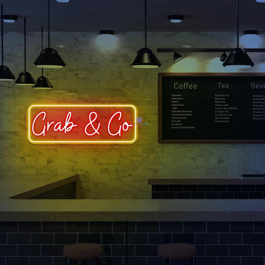 Grab and Go Sign Grab and Go Neon LED Sign Business Neon Sign Shop Open ...