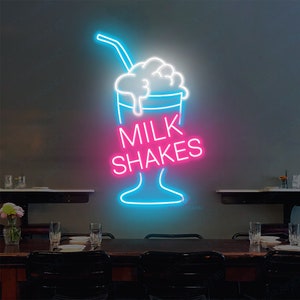 Milk Shake Neon Sign Milkshake Sign Custom for Coffee Shop Bar Decor ...