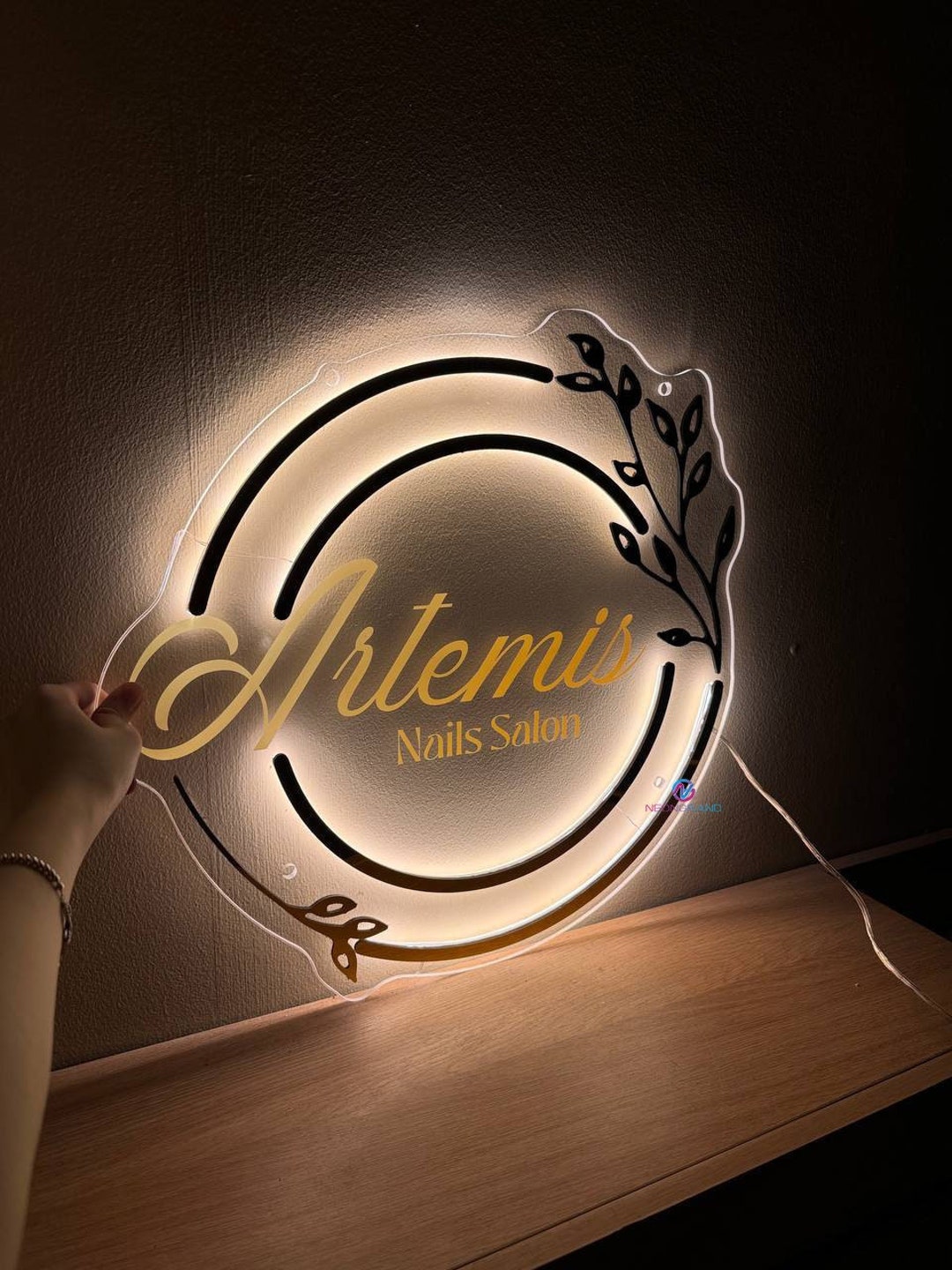 Business Logo Sign Round Hair Salon Signage Custom Neon Logo Sign Light ...