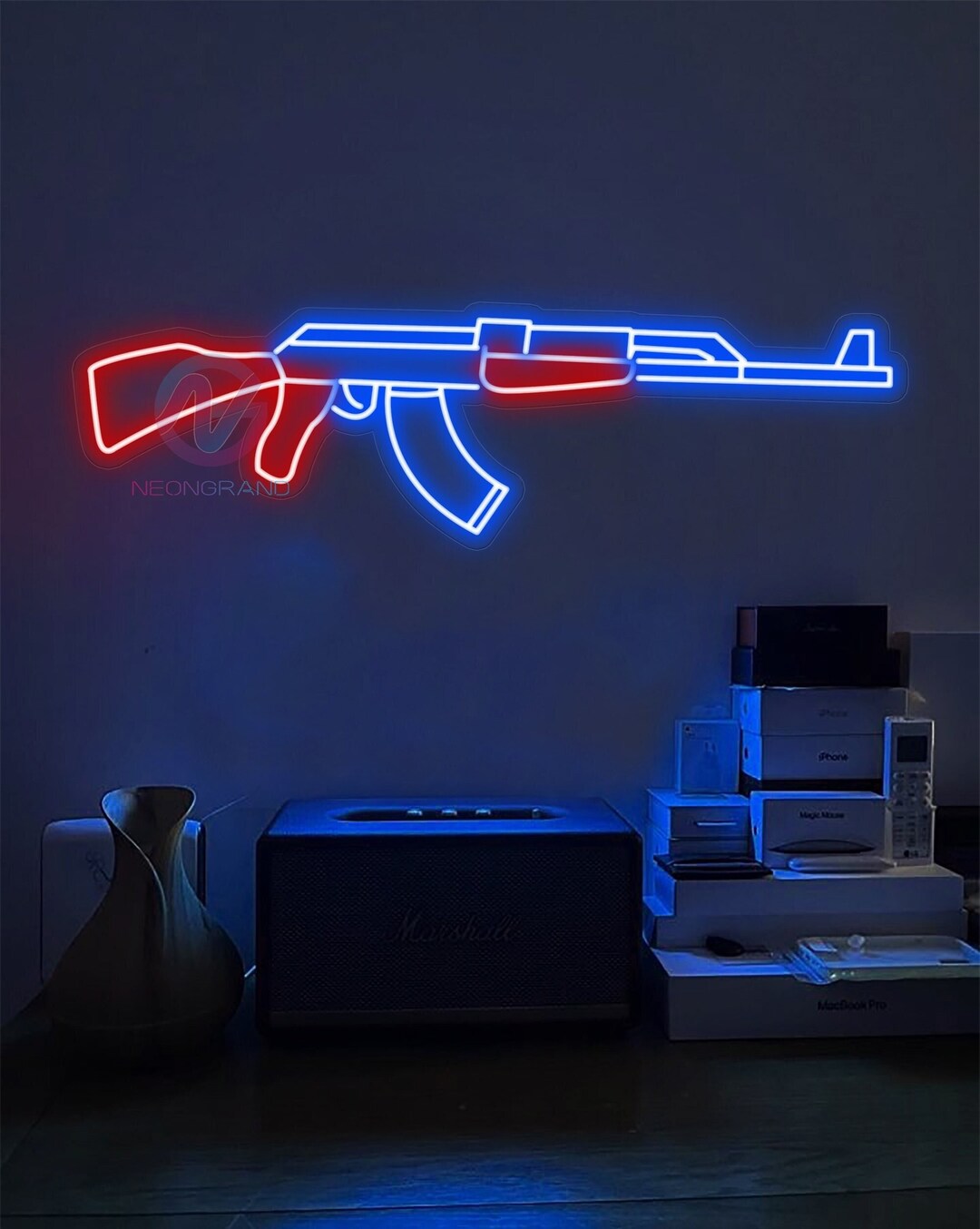 Gun Led Neon Sign AK 47 Gift Pistol Led Neon Light Gun Wall - Etsy