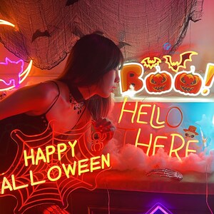 Spooky Neon Sign Halloween Neon Sign Halloween Party Decorations Horror ...