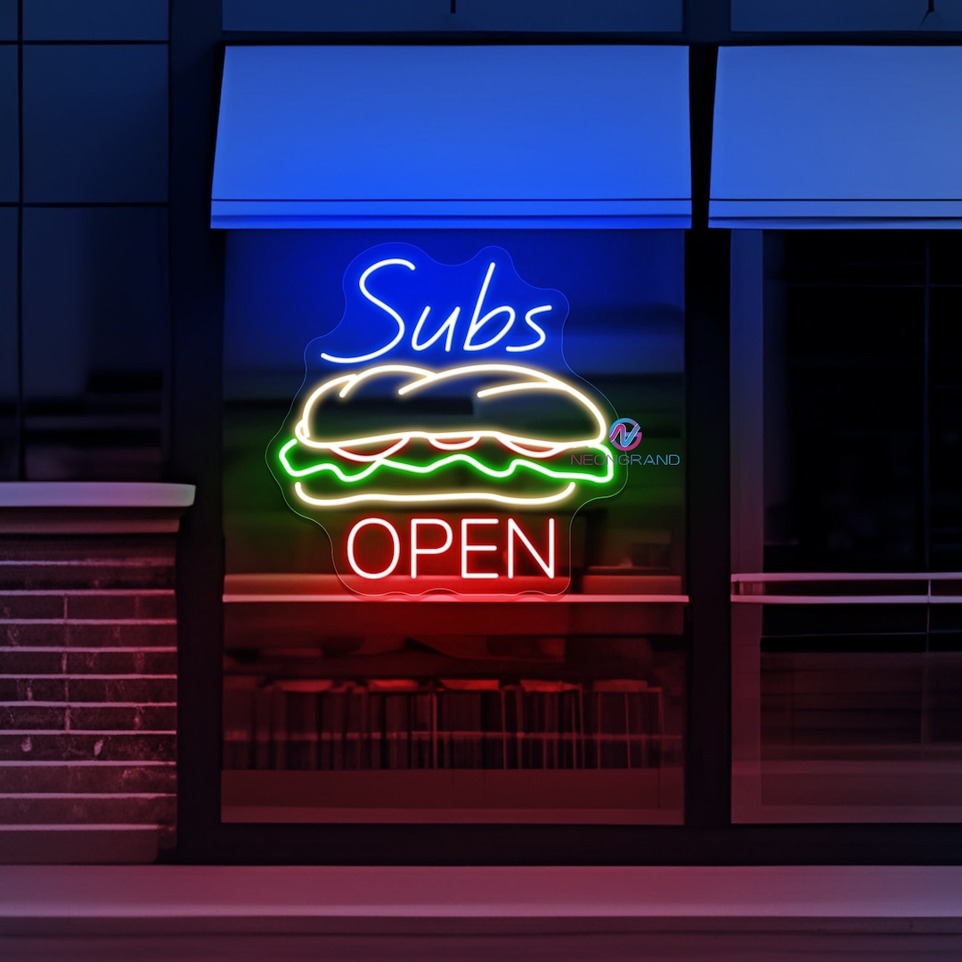 Subs Neon Sign Subs Open Sign Food Truck Sign Restaurant Decor Kitchen ...