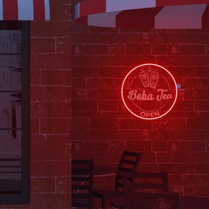 Bubble Tea Neon Sign Boba Tea Open Sign Custom Neon Sign Boba Custom ...