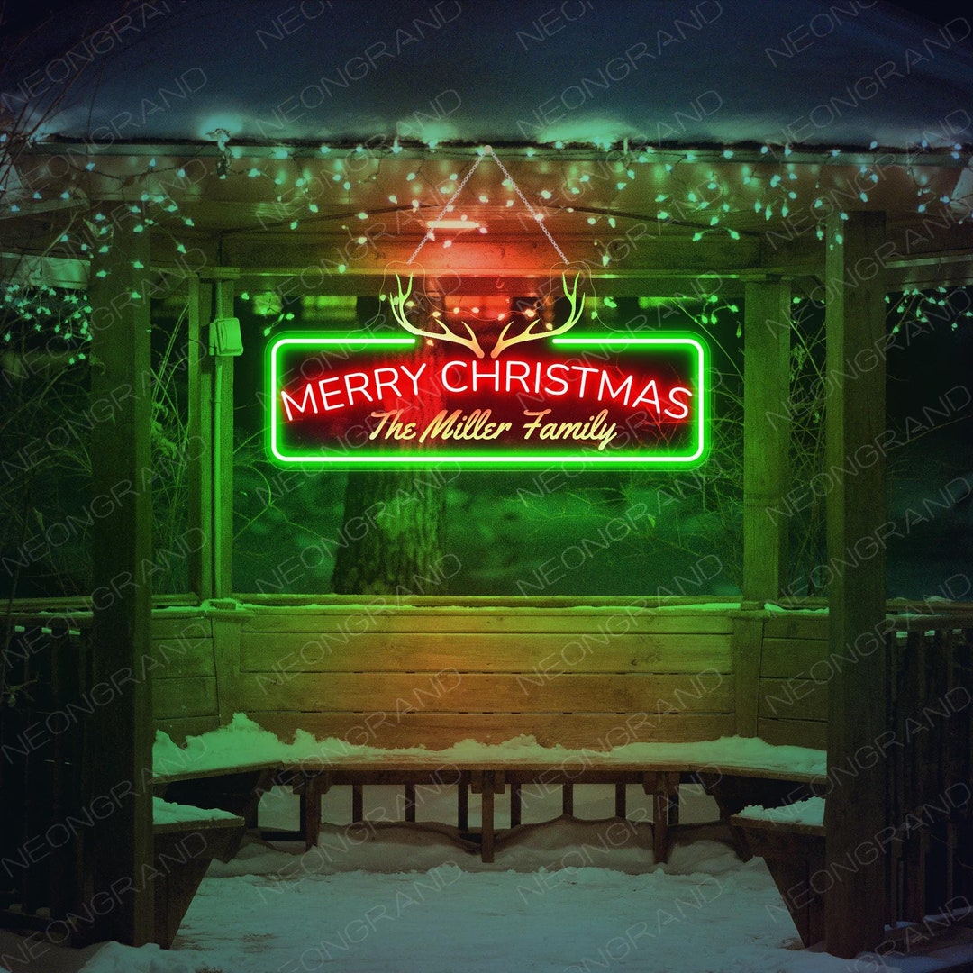 Merry Christmas Lighted Sign Yard Last Name Sign for Outside Merry ...