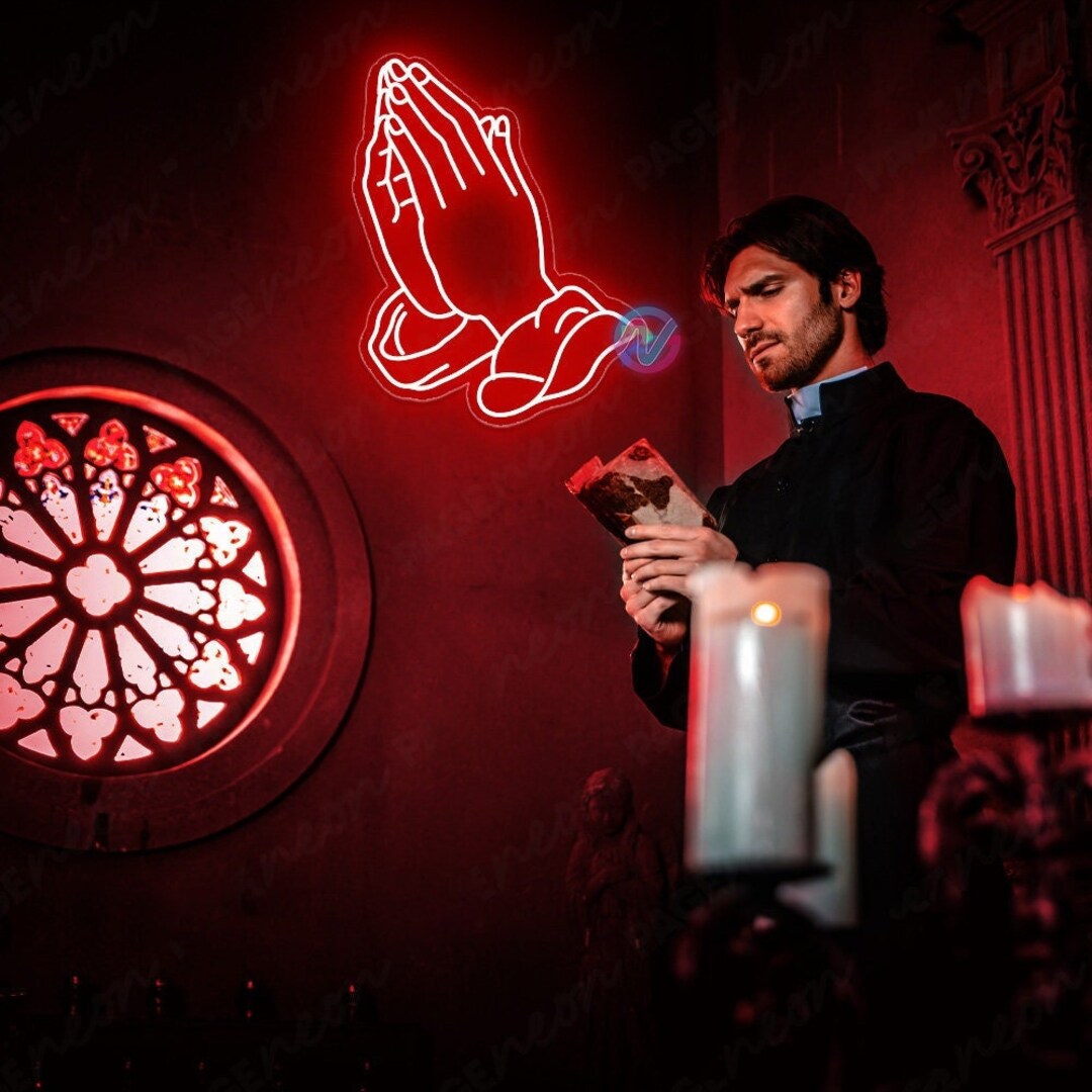 Christ Sign Faith Neon Sign Praying Hand Neon Sign Custom Neon Sign ...