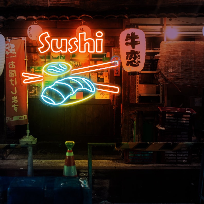 Sushi LED Neon Sign Sushi Japanese Restaurant Decor Sushi Open Sign ...