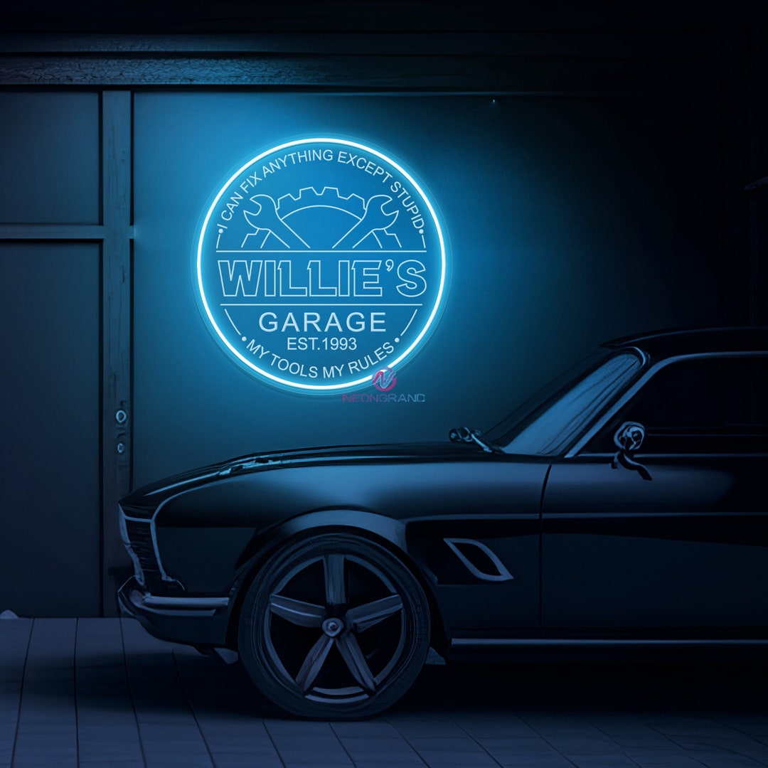 Personalization Neon Garage Sign LED Lights Men Gift Car Personalized ...