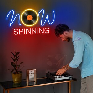 Now Spinning Record Neon Sign Studio Decor Neon Light Retro Record ...