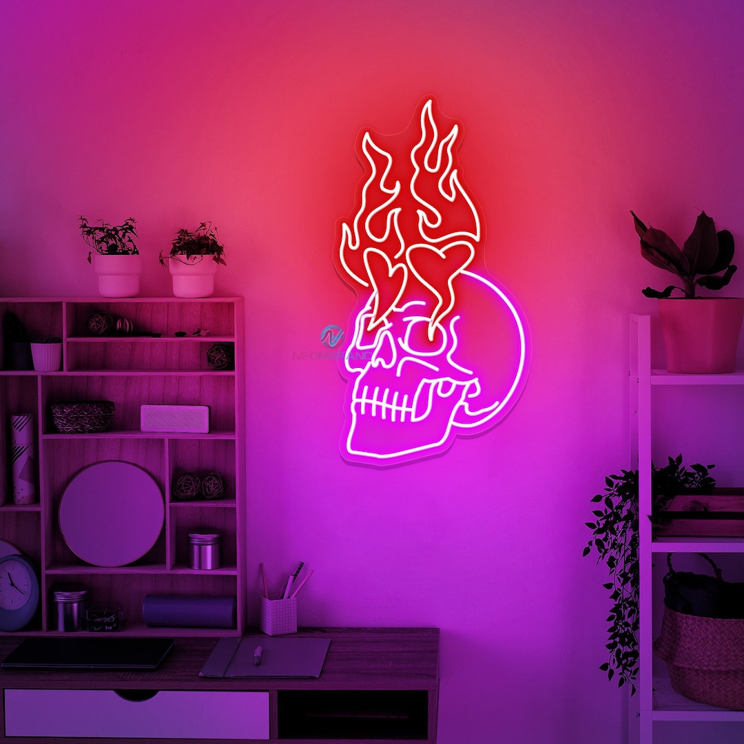 Skeleton Neon Sign Halloween Skull Neon Sign Halloween Party ...
